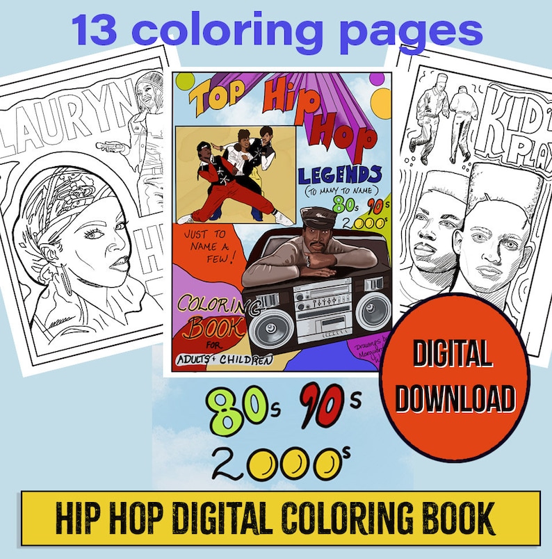 50 Years of HIP HOP Digital Coloring Book - Etsy
