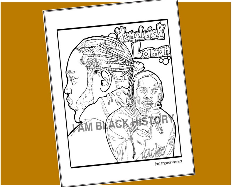 Hoja para colorear de Historia Negra Artista de rap Kendrick Lamar ...