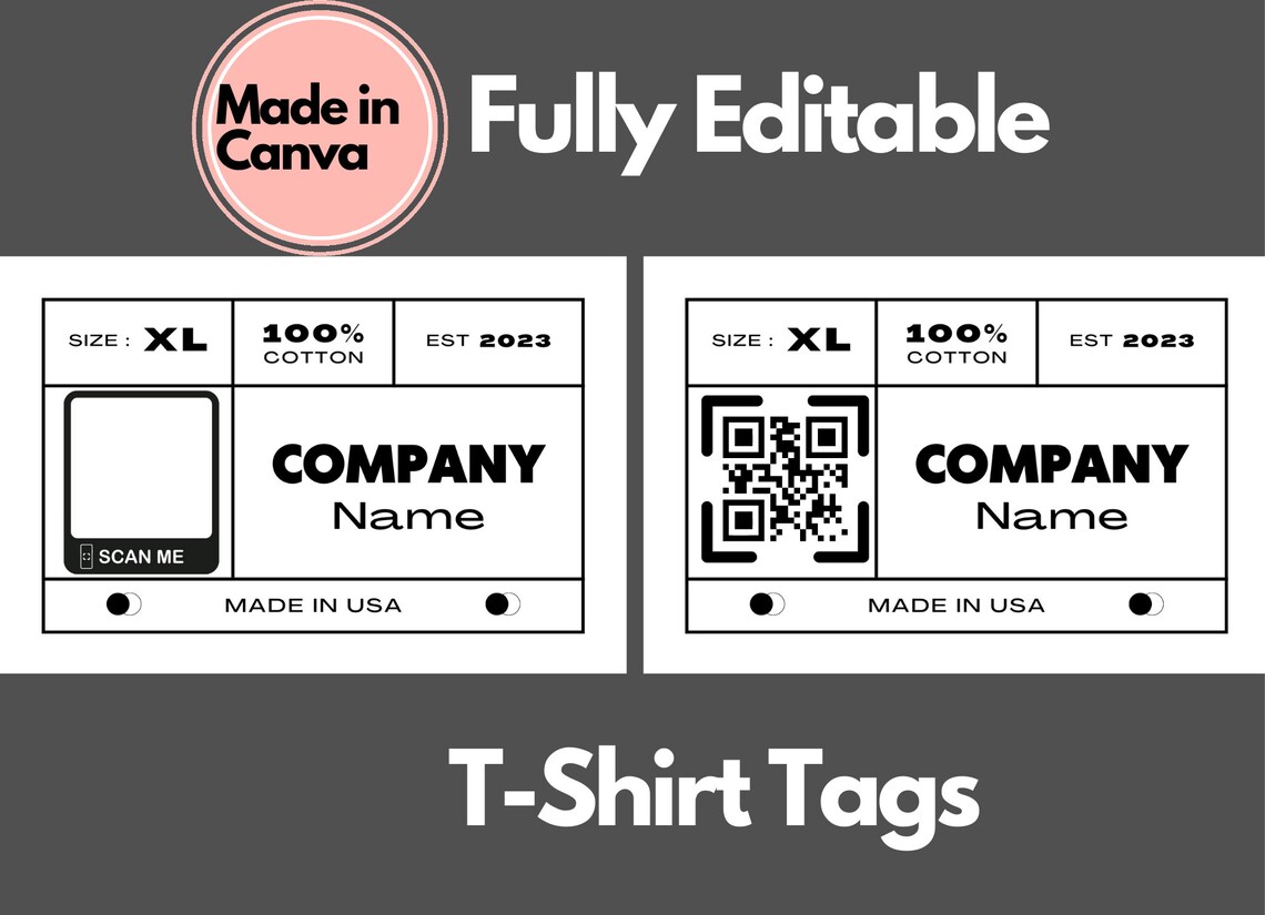 Editable Tags Instant Download, Clothing Tag Template, DIY T-shirt Neck ...