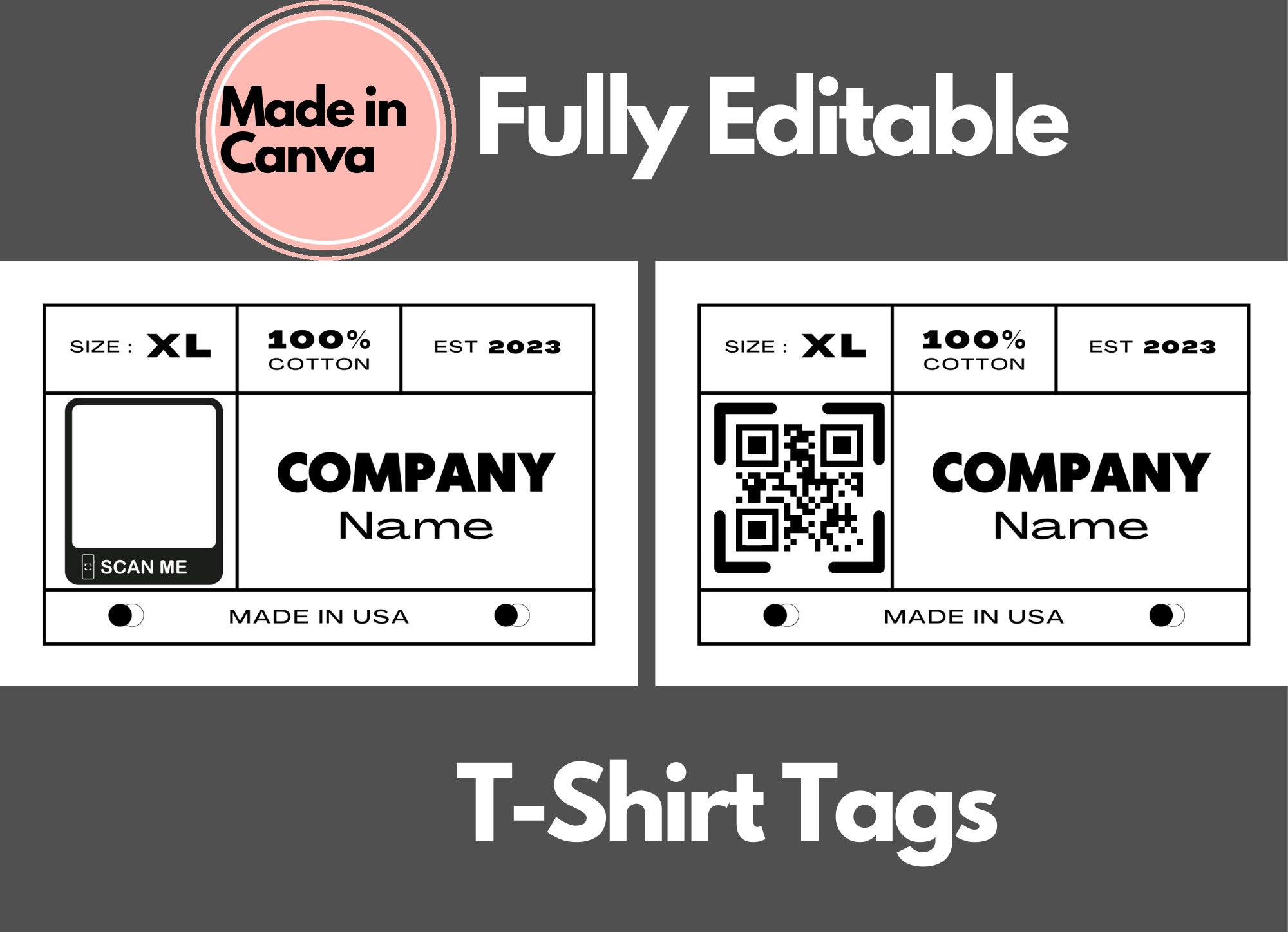 Editable Tags Instant Download, Clothing Tag Template, DIY T-shirt Neck ...