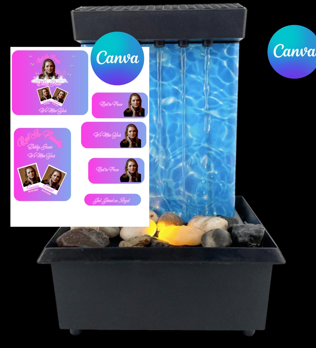 Editable Mini Fountain, Editable to Do Custom Memorial Fountain ...