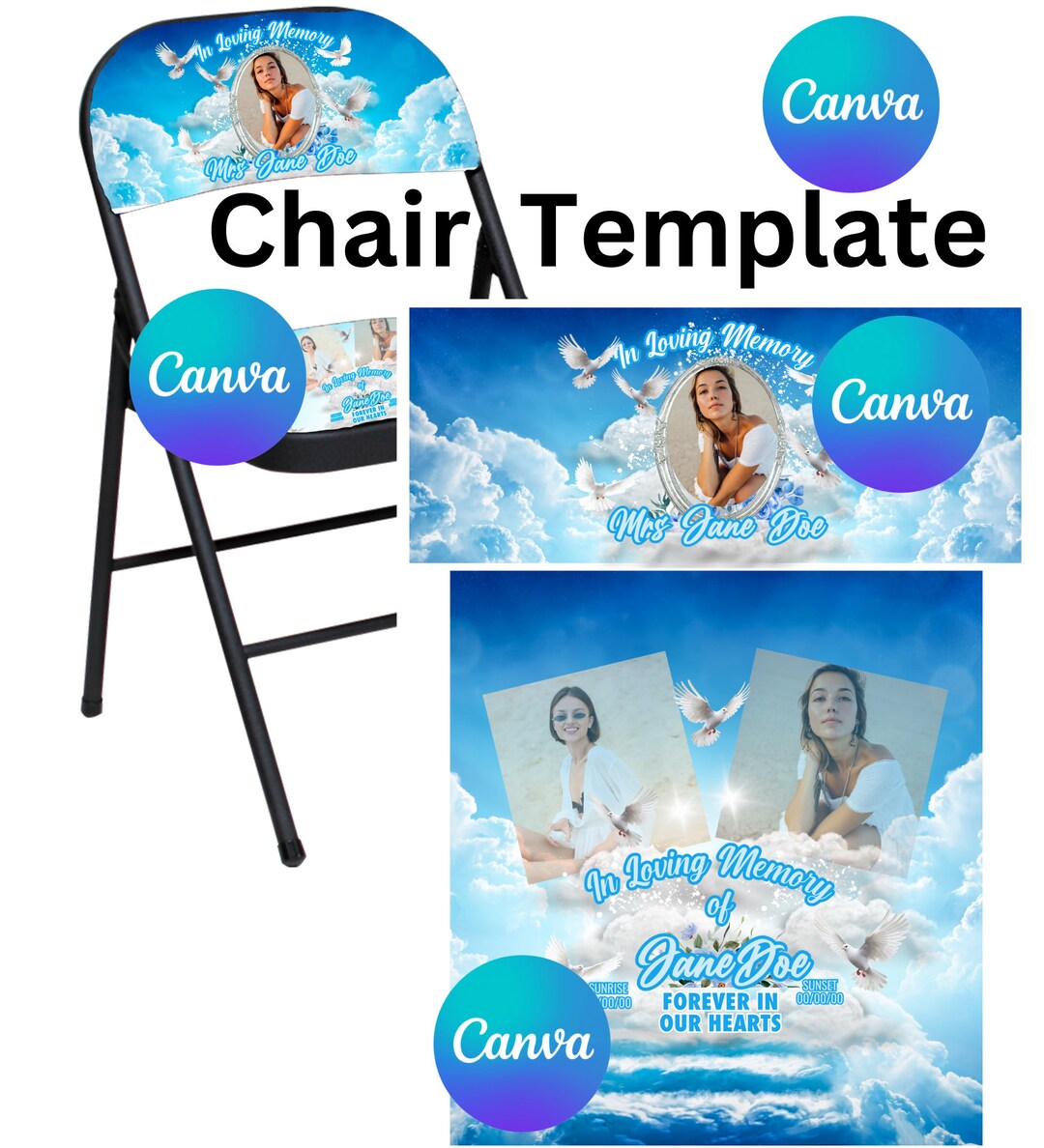 Editable Memorial Chair Template | Canva Editable Template | Editable ...