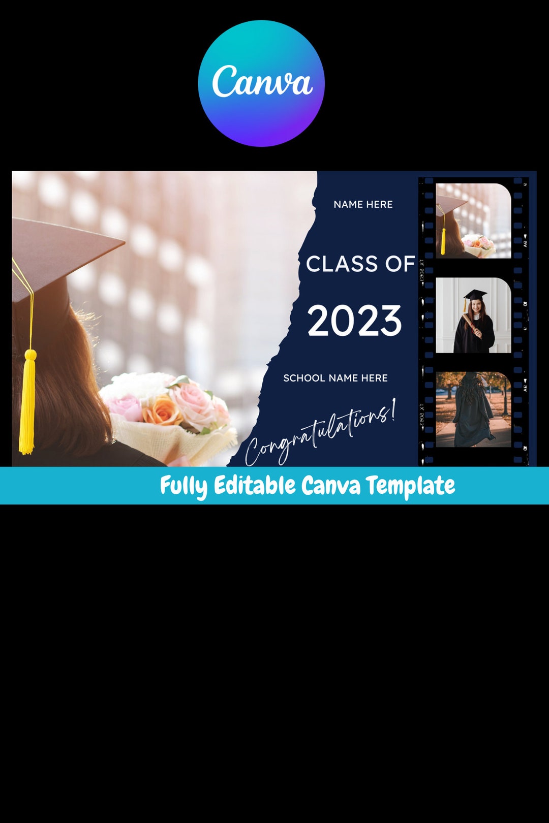 EDITABLE Graduation Cover, Canva Senior Template, Graduation Cover ...