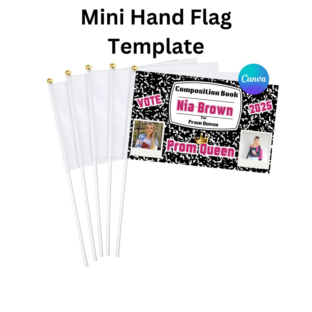Prom Queen Mini Flag Template | Editable Canva Template | DIY Craft ...