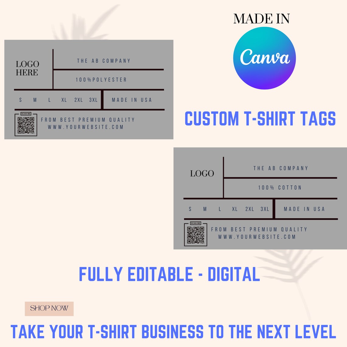 Editable Tags Instant Download, Clothing Tag Template, DIY T-shirt Neck ...