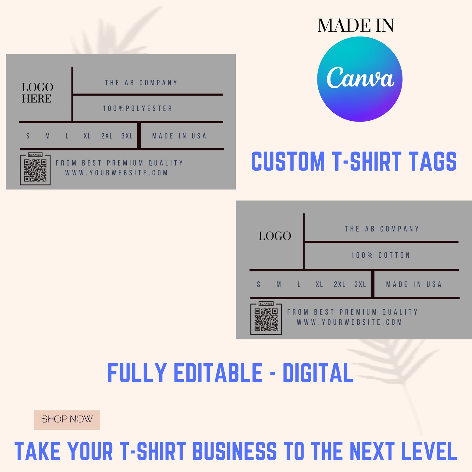 Editable Tags Instant Download, Clothing Tag Template, DIY T-shirt Neck ...