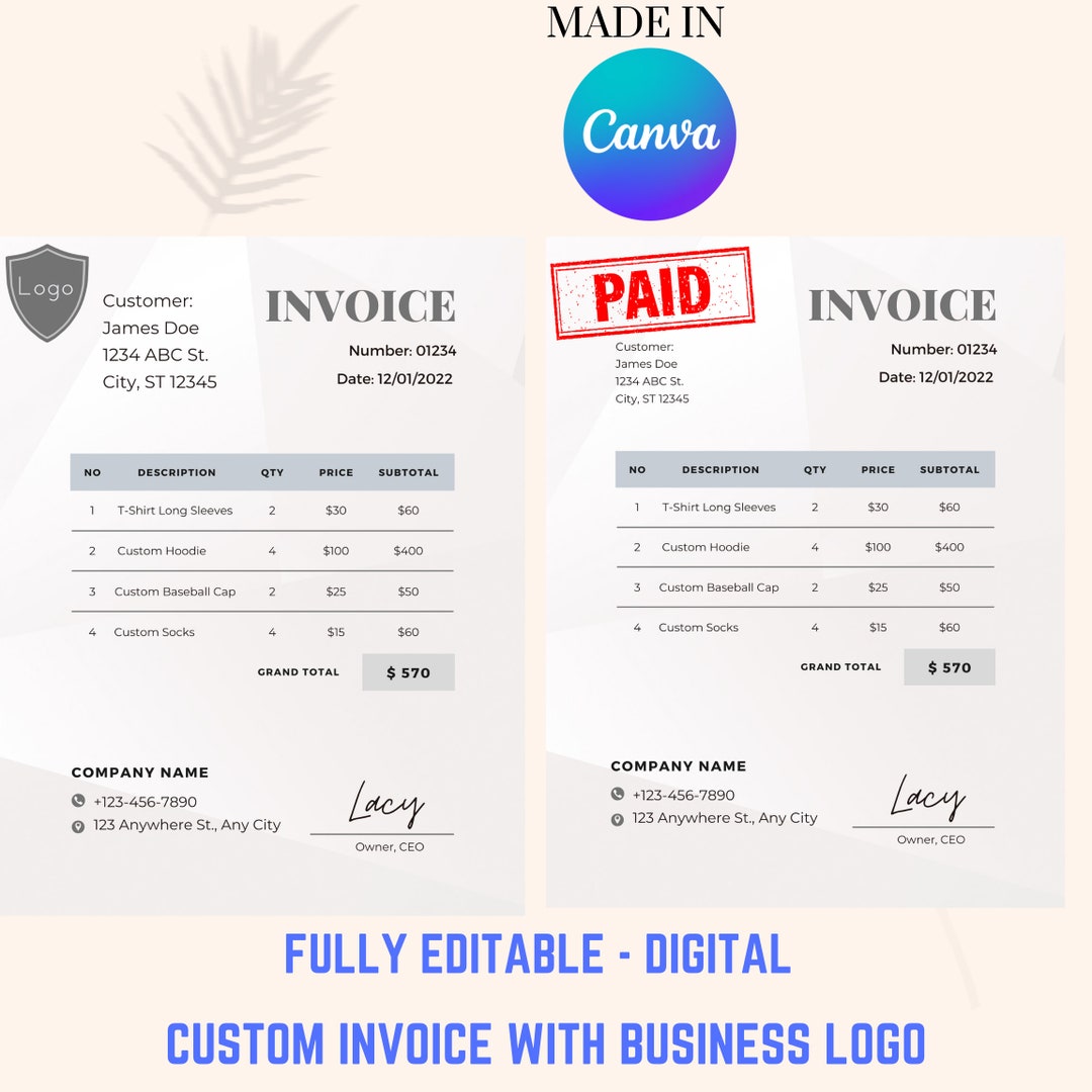 Editable Invoice Template, Business Receipt, Billing Template ...