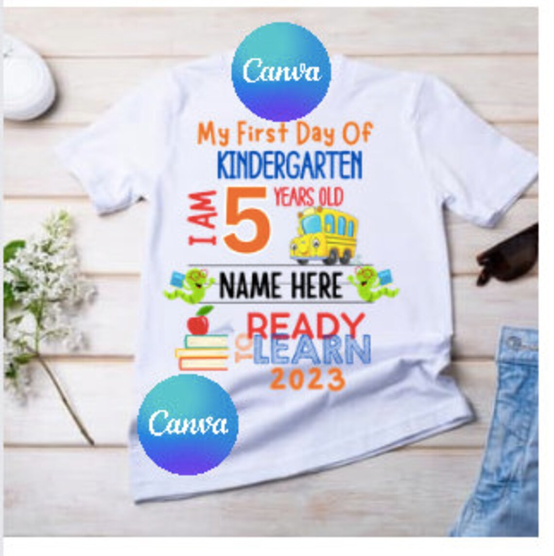 First Day of Kindergarten Template, Canva Editable Template, Editable ...