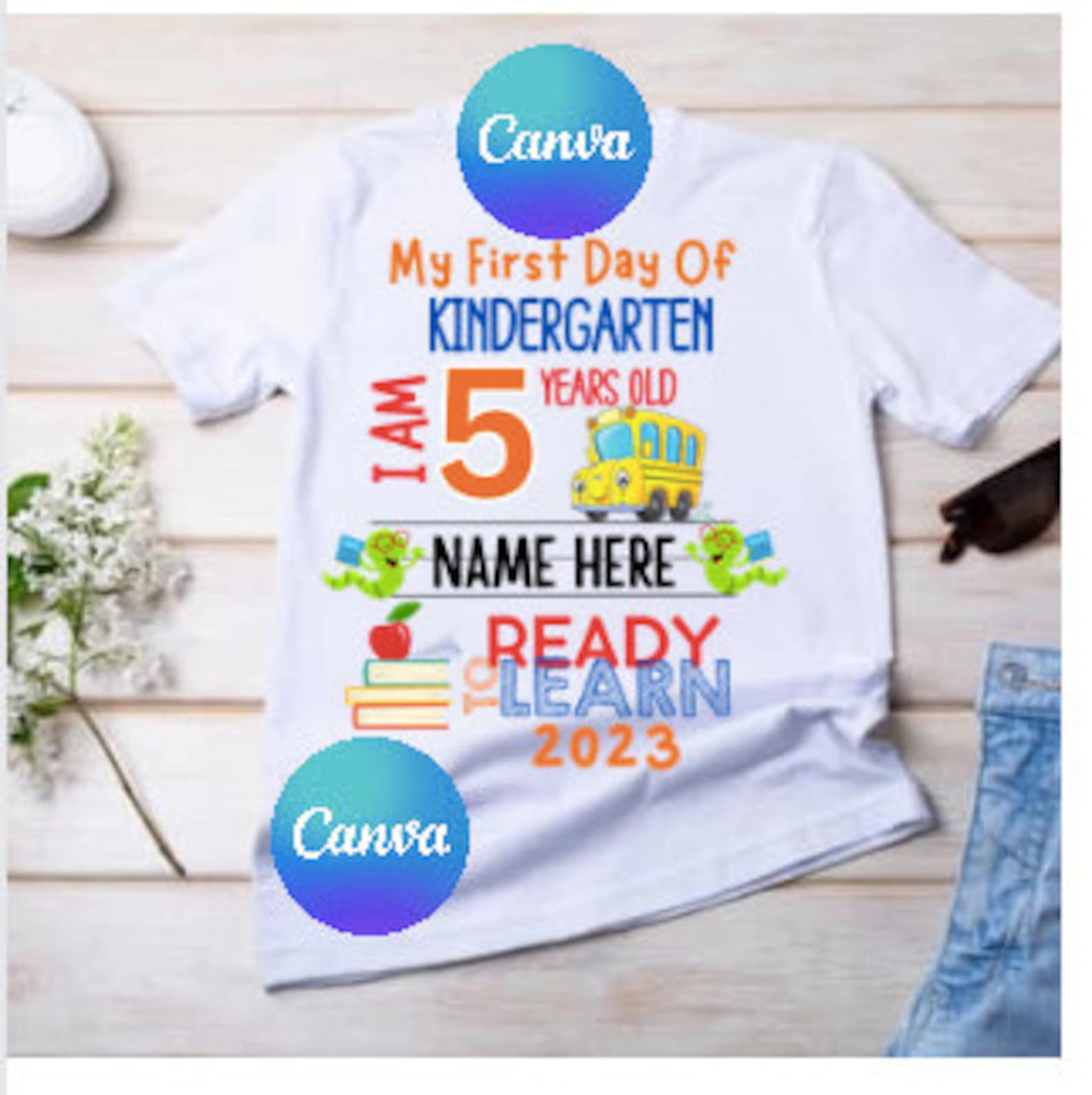 First Day of Kindergarten Template, Canva Editable Template, Editable ...