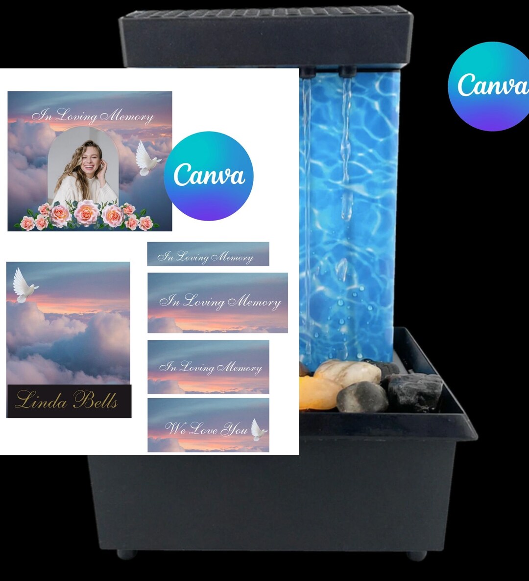 Editable Mini Fountain, Editable to Do Custom Memorial Fountain ...