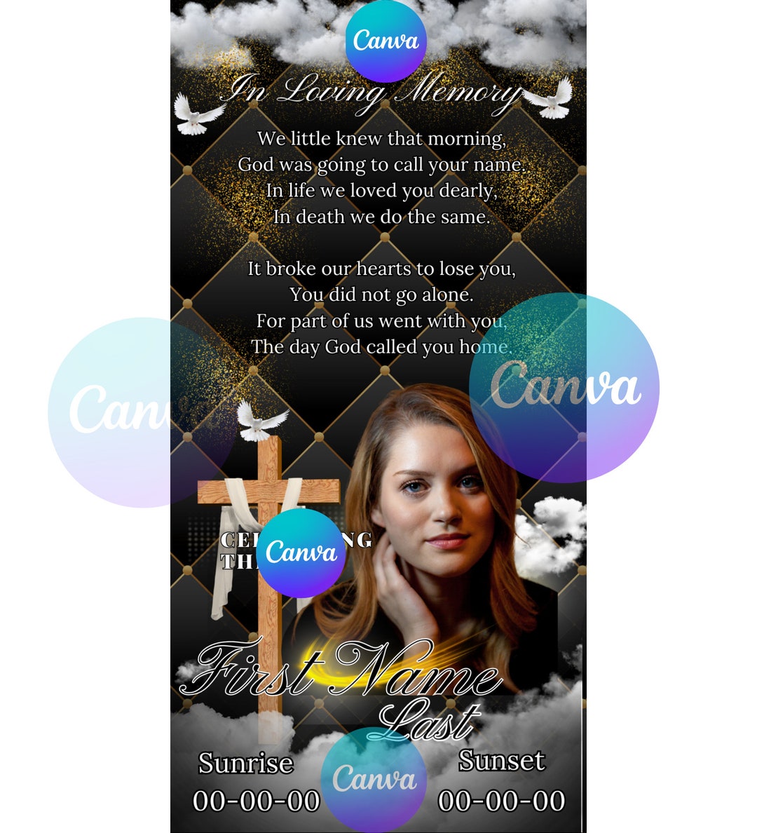 Editable Grave Blanket Template Instant Download Memorial Template ...