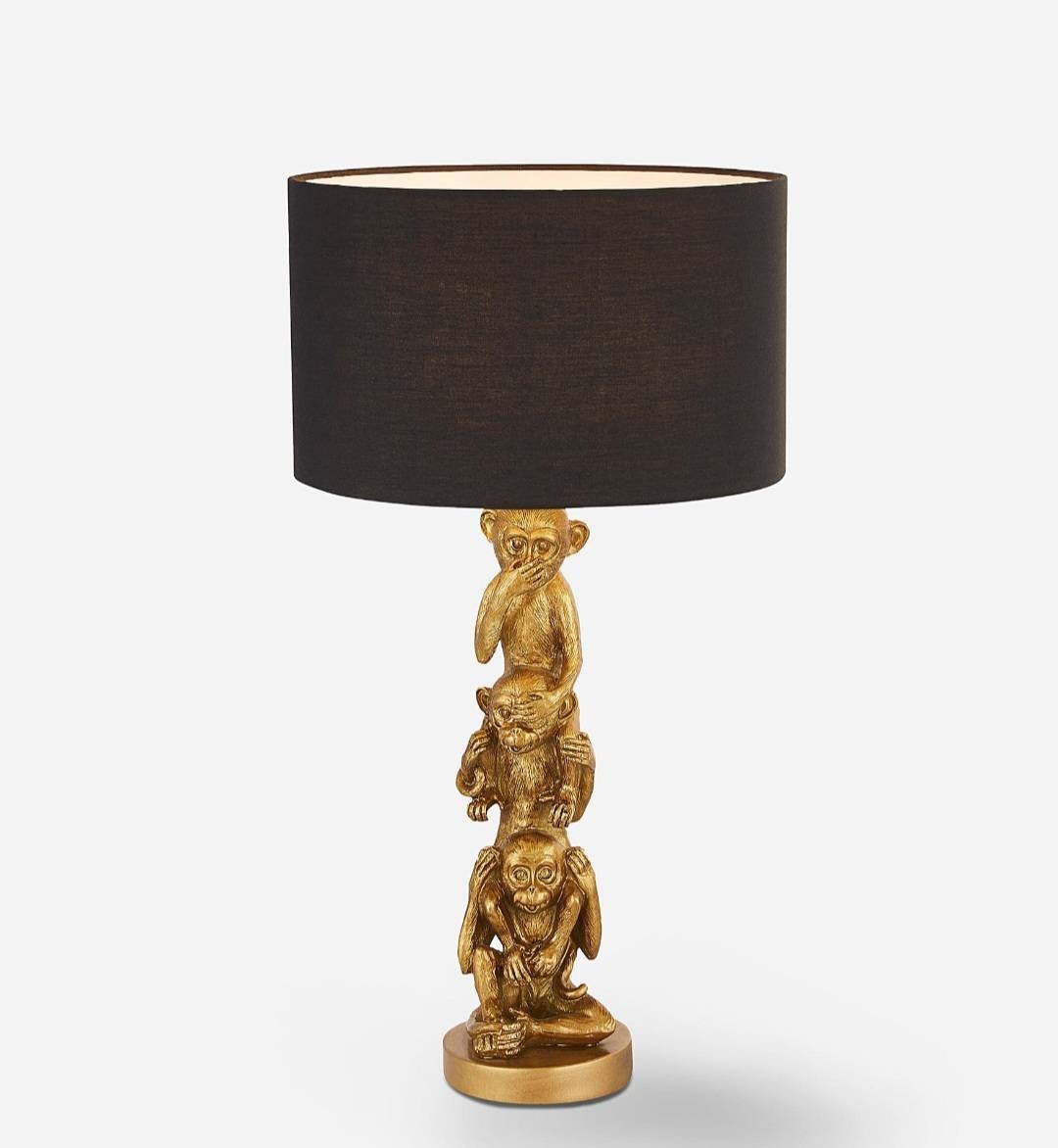 Stacked Monkey Table Lamp Gold Effect Quirky Modern Resin W28cm H51cm ...