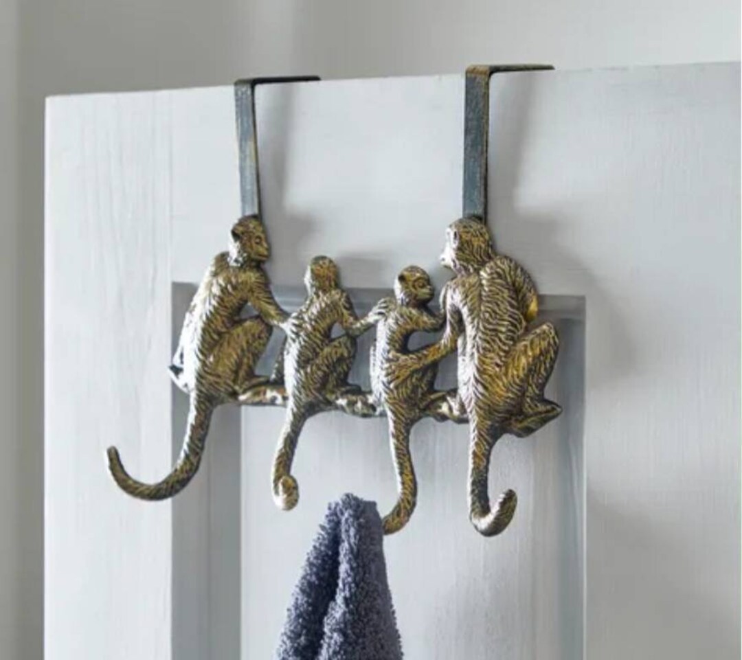 Dull Antique Gold Finish Monkey Overdoor Hooks for Bathroom or Bedrooms ...