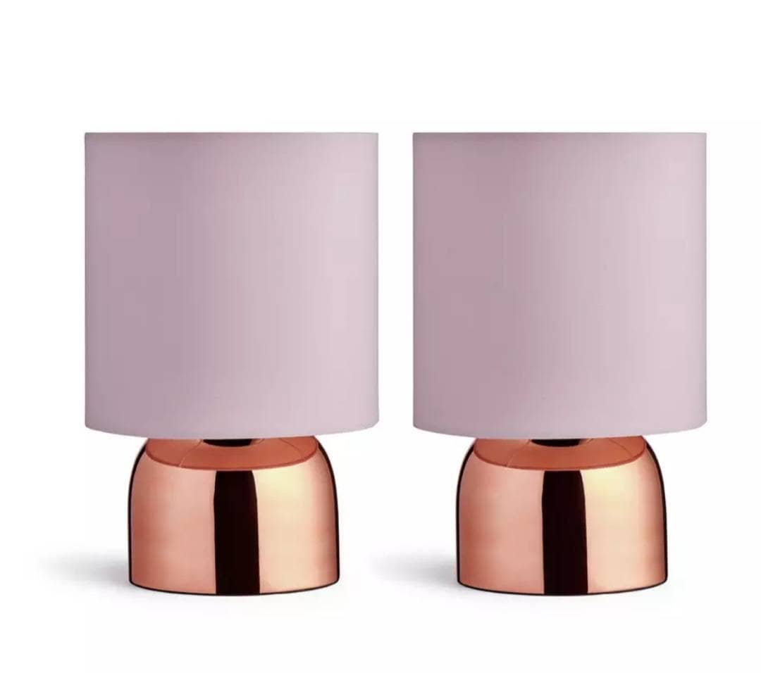 Rose Gold Touch Table Lamp PAIR Blush Pink for Bedside H25.5 - Etsy