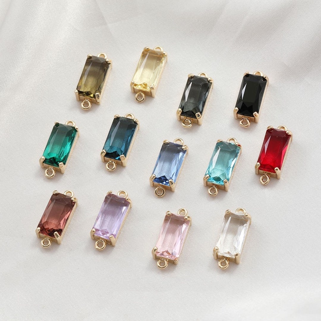 6pcs Rectangle Crystal Charm Connector,multicolour Rectangle Rhinestone ...