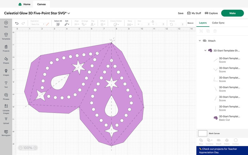 Celestial Glow 3D Five-point Star SVG Template - Etsy