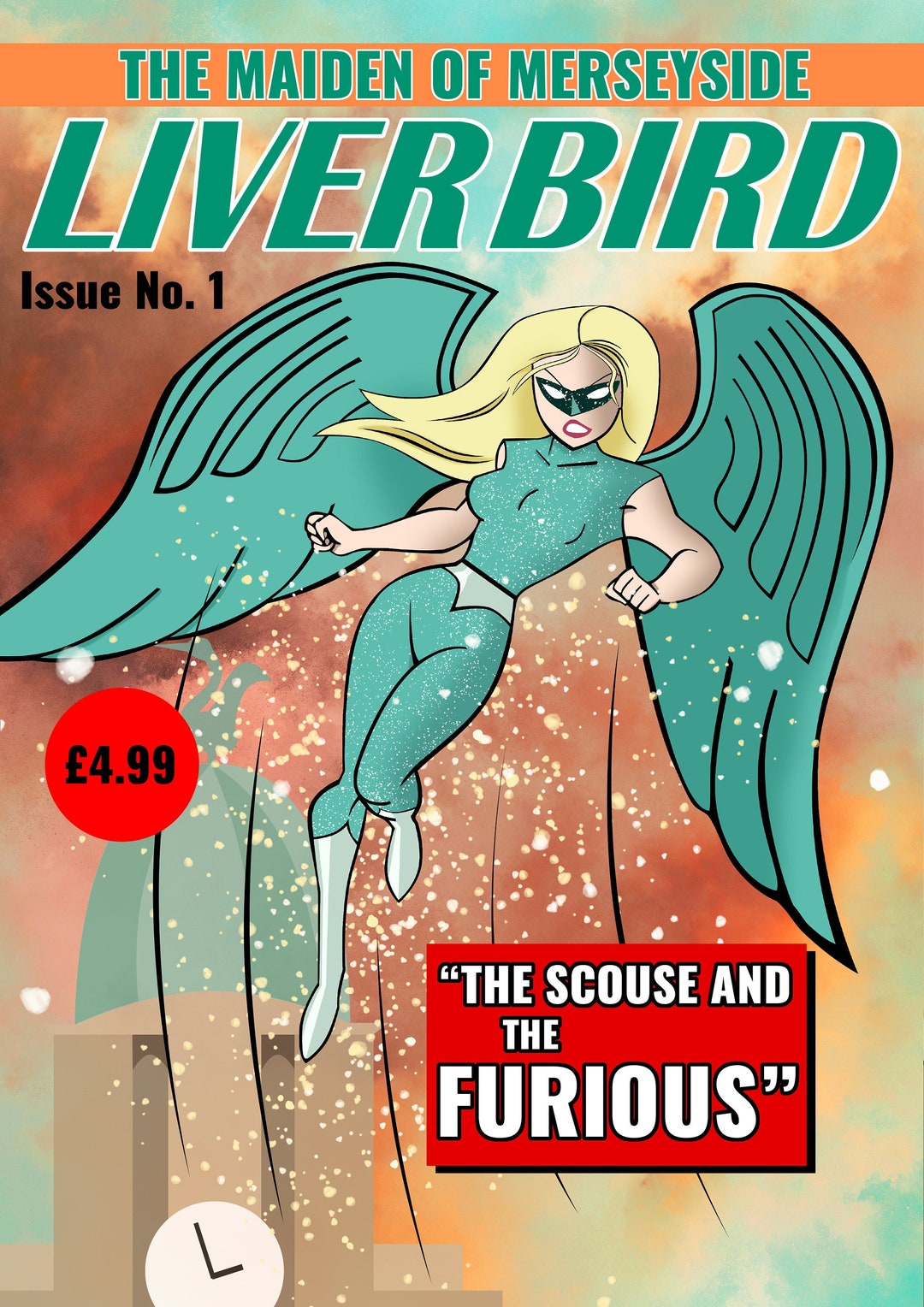 Liverpudlian Superhero Liver-bird Comic Front Cover Art. - Etsy