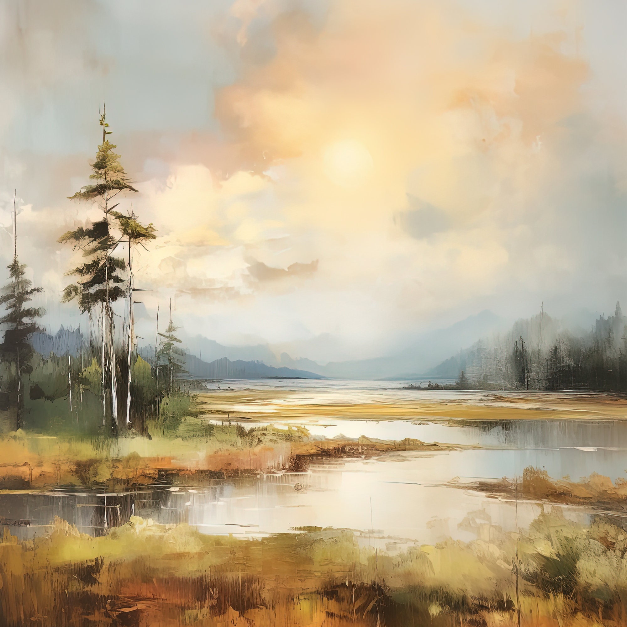 Sunny Spring Mountain River Landscape Fine Art Giclée Print - Etsy