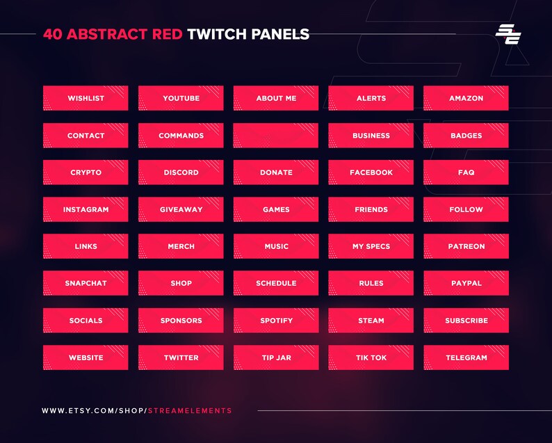 Twitch Panels Pack, 40 HQ Profile Panels, Red Color, for Twitch ...