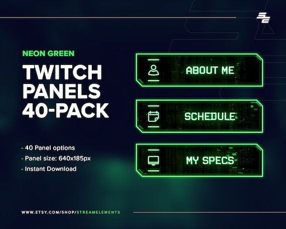 Twitch Panels Pack Neon Green Color 40 HQ Profile Panels for - Etsy