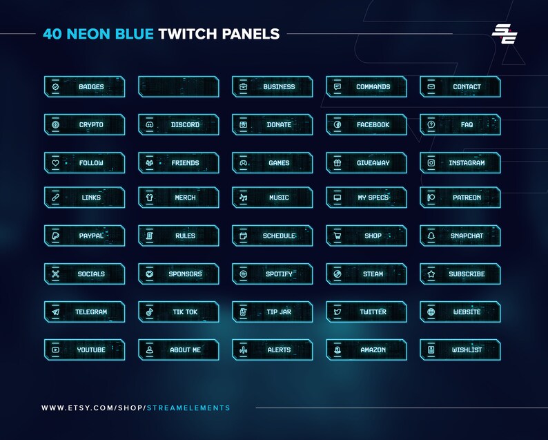 Twitch Panels Pack, Neon Blue Color 40 HQ Profile Panels for Twitch ...