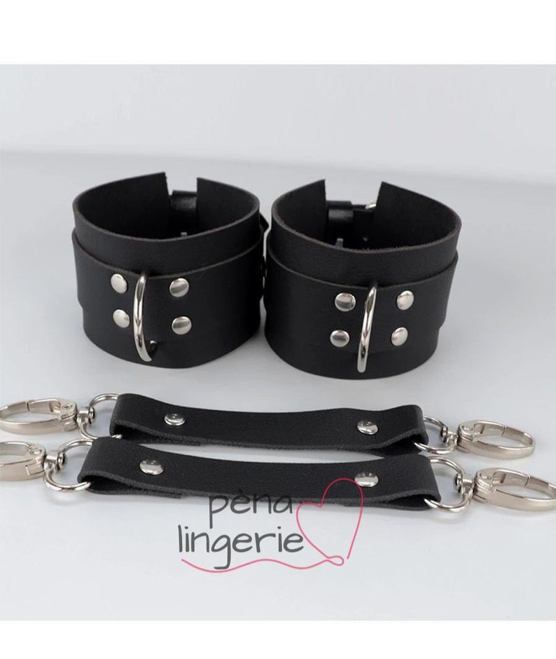 Leather Lingerie Harness With Handcuff Harness For Woman Leg Etsy
