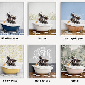 Cow Shaking Head in a Bath Print, Friesian Cow Bathing, Funny Bathroom ...