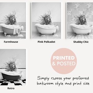 Black and White Highland Cow Shaking Head in a Bath Print, Cow Bathing ...