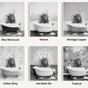 Black and White Highland Cow Shaking Head in a Bath Print, Cow Bathing ...