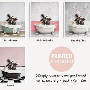 Cow Shaking Head in a Bath Print, Friesian Cow Bathing, Funny Bathroom ...