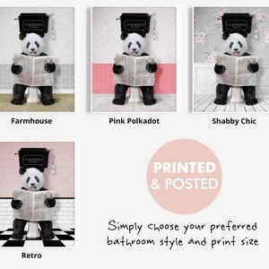 Panda on Toilet With Newspaper, Panda Victorian Toilet, Funny Bathroom ...