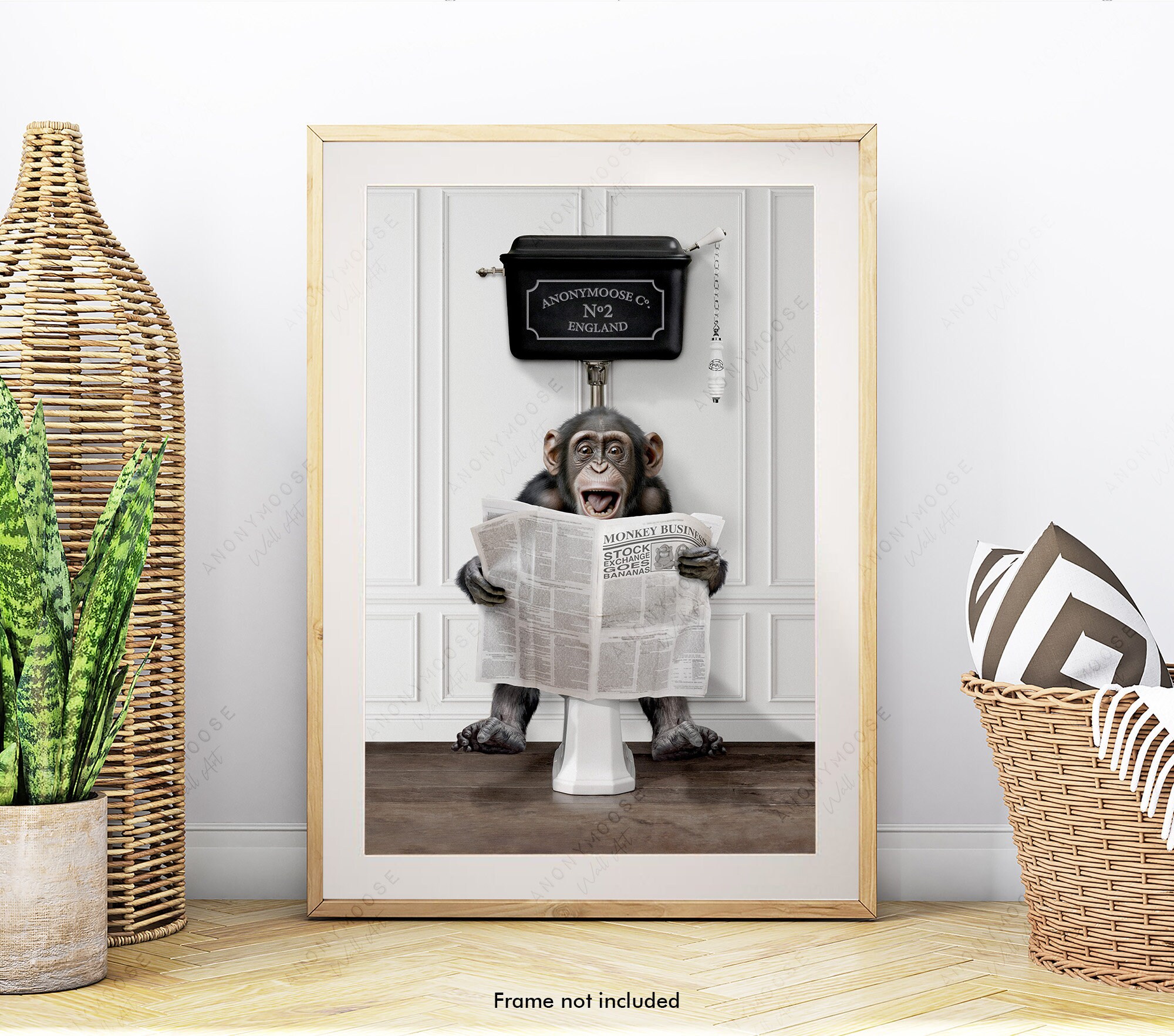 Chimpanzee Monkey on Toilet With Newspaper Victorian Toilet - Etsy UK