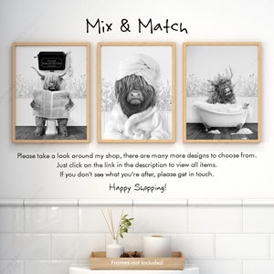 Black and White Highland Cow Shaking Head in a Bath Print, Cow Bathing ...