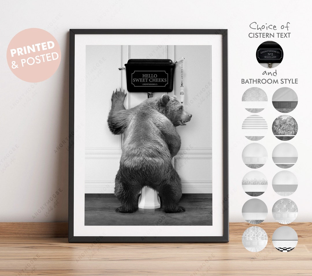 Black and White Bear Using the Toilet With, Brown Bear Victorian Toilet ...