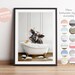 Cow Shaking Head in a Bath Print, Friesian Cow Bathing, Funny Bathroom ...