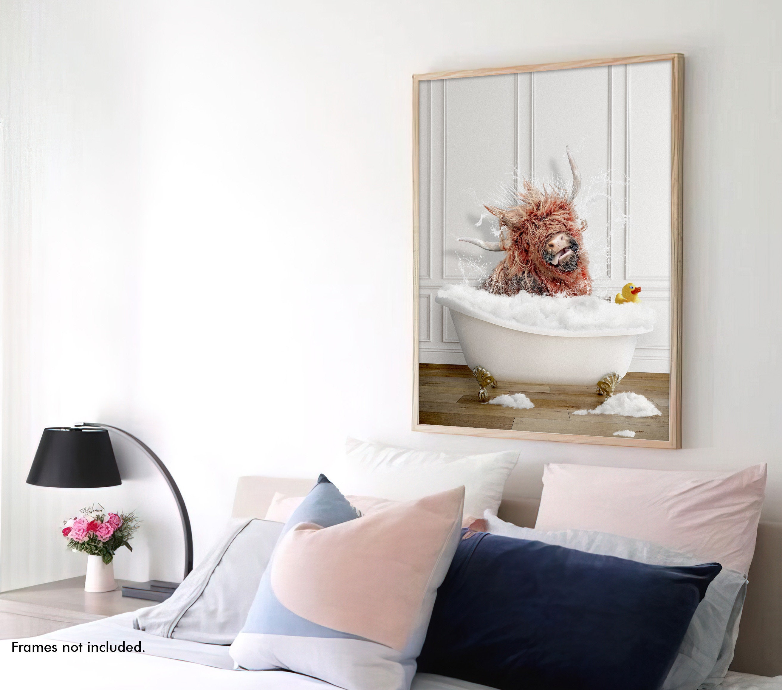 Highland Cow Shaking Head in a Bath Print Cow Bathing Funny - Etsy UK