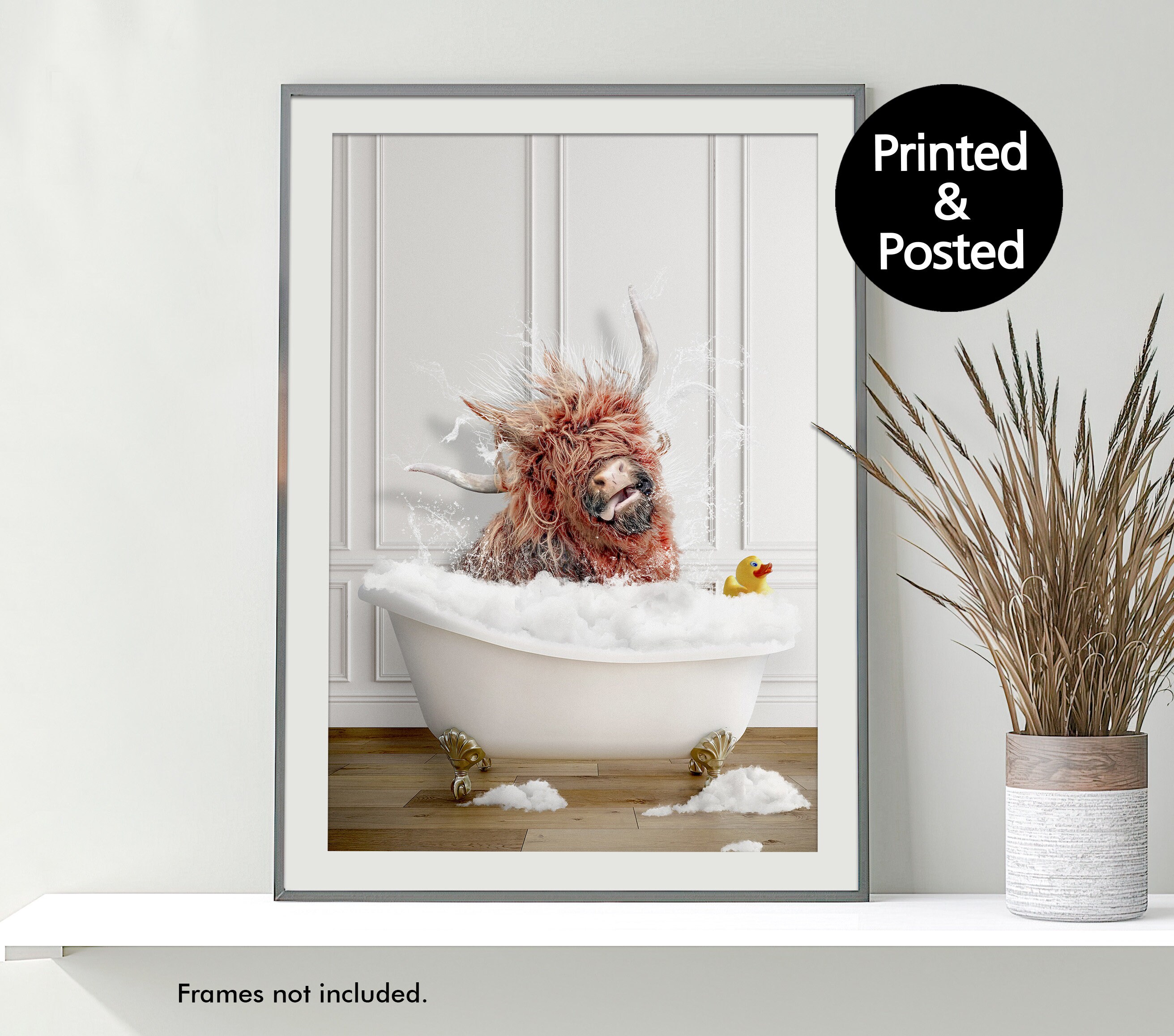Highland Cow Shaking Head in a Bath Print Cow Bathing Funny - Etsy UK