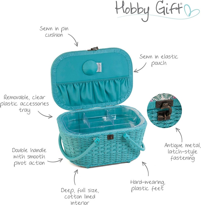 Hobby Gift Sewing Box Wicker Basket Flutterby Large Size - Etsy