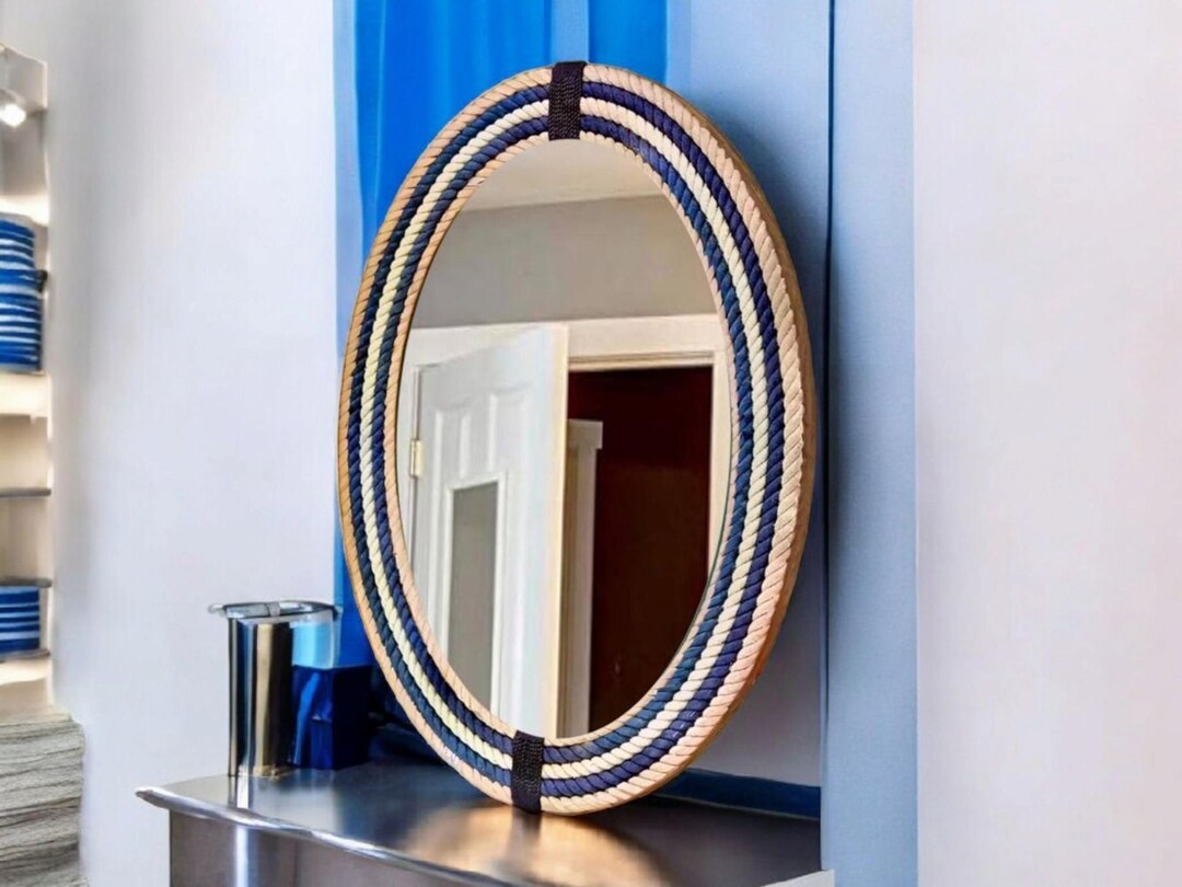 Handmade Oval Jute Rope Mirror | Rustic Wall Decor | Nautical Mirror ...