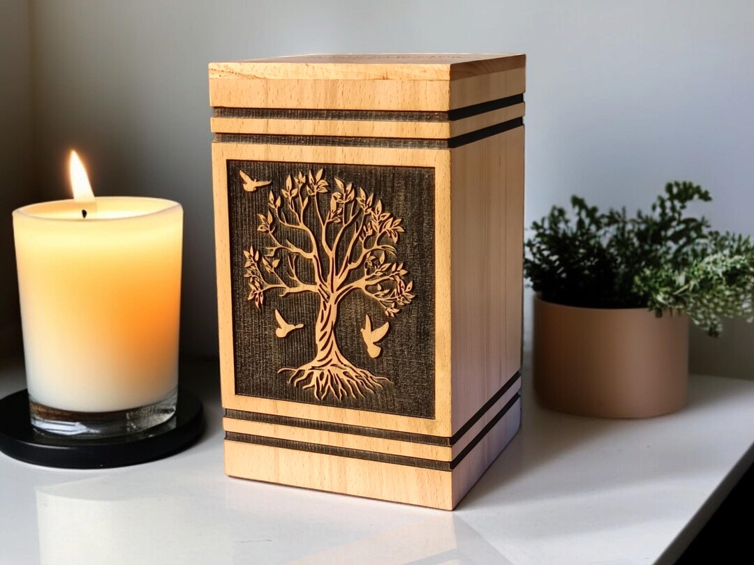 Hand-carved Wooden Cremation Urn: Tree of Life Memorial Box - Etsy