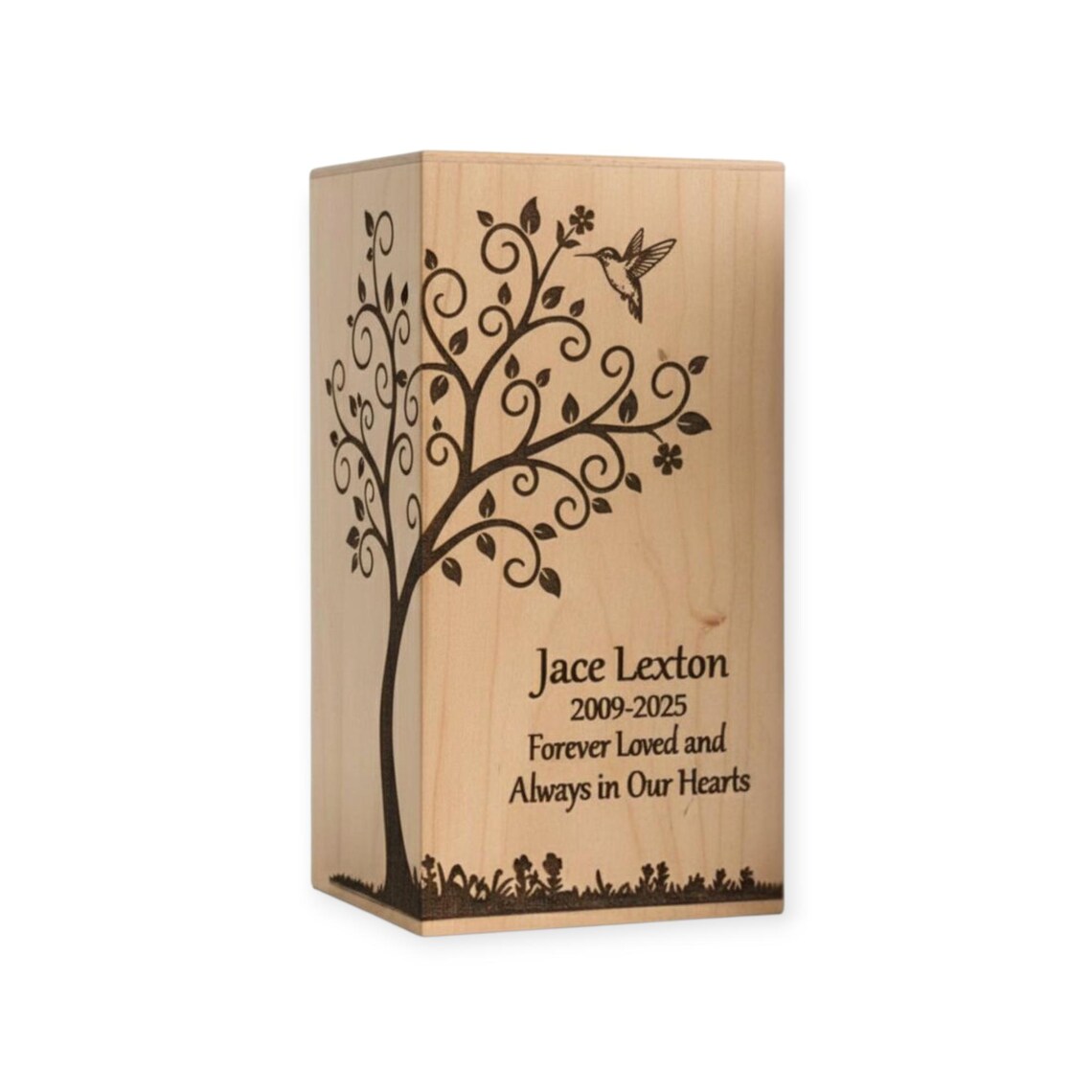 Personalized Sheesham Wood Urn Box: Tree & Hummingbird Engraving - Etsy