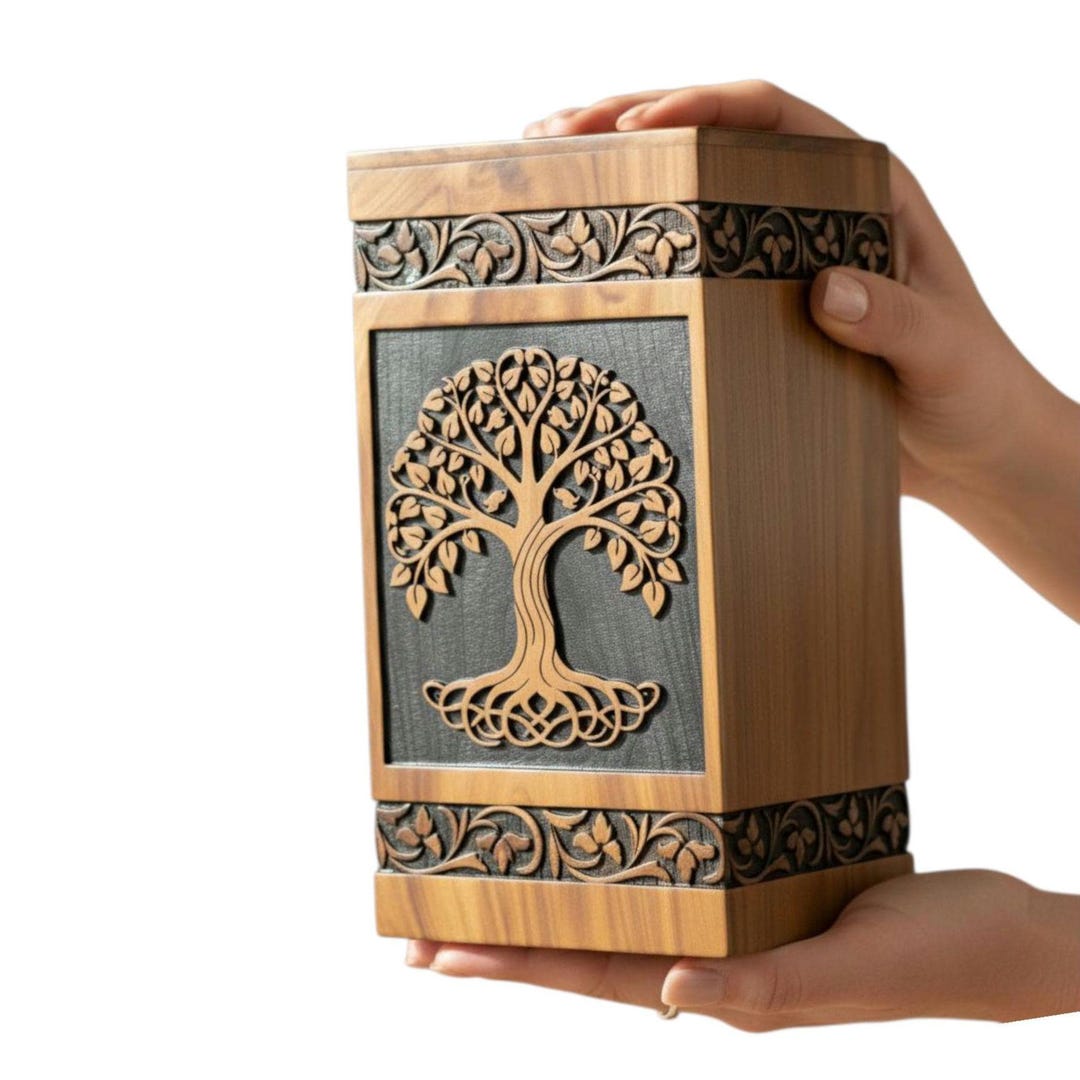 Tree of Life Wooden Urn, Handcrafted Sheesham Wood, Personalized - Etsy