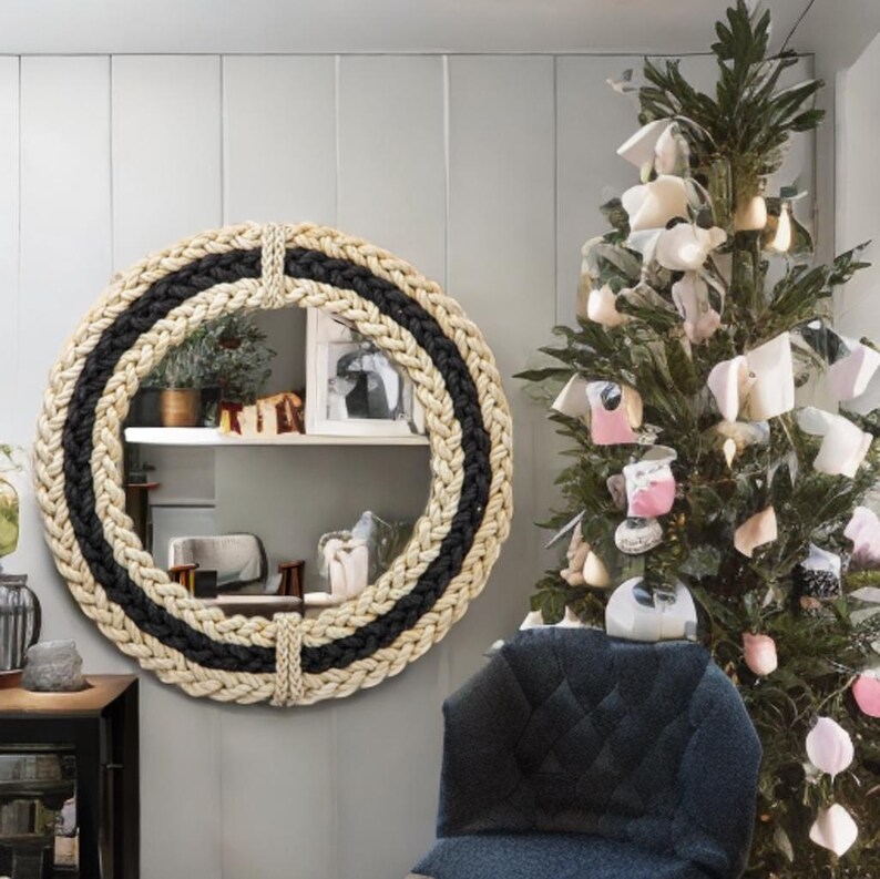 Handmade Jute Rope Round Mirror | Custom Wall Mirror | Boho Rustic ...