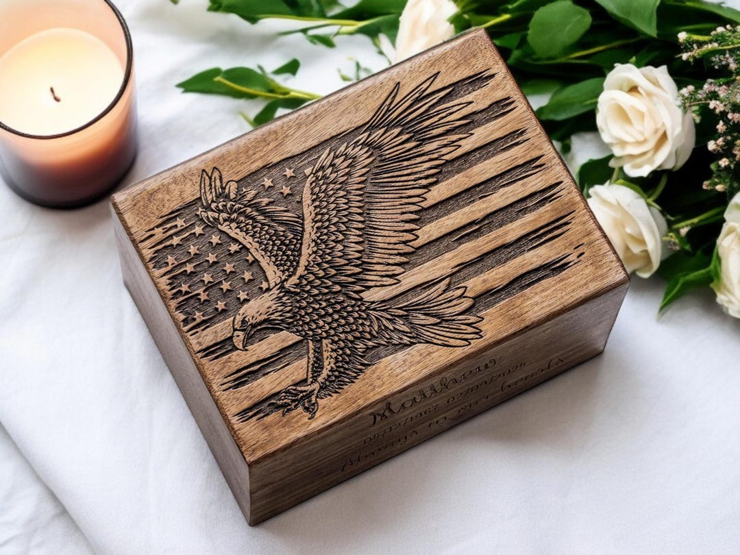 Engraved Eagle Rosewood Cremation Urn: Patriotic Memorial Box - Etsy
