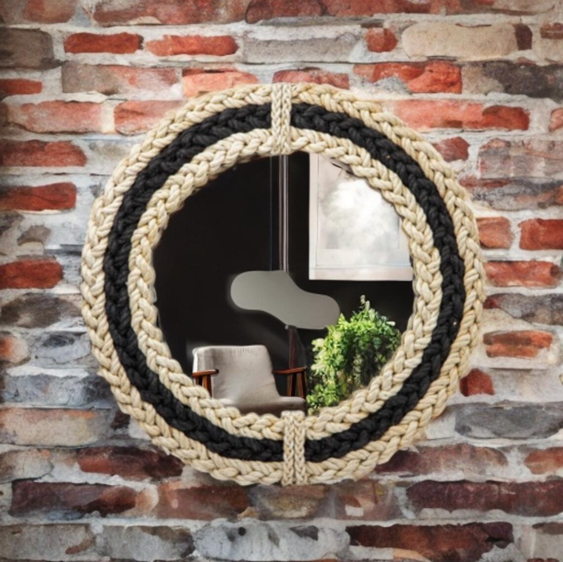 Handmade Jute Rope Round Mirror | Custom Wall Mirror | Boho Rustic ...