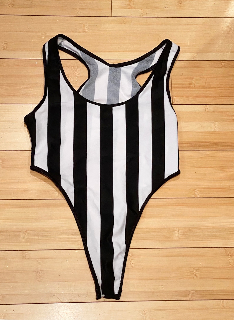 Referee Stripe Pattern With Black Trim 1 Piece Bodysuit Size SMALL ...