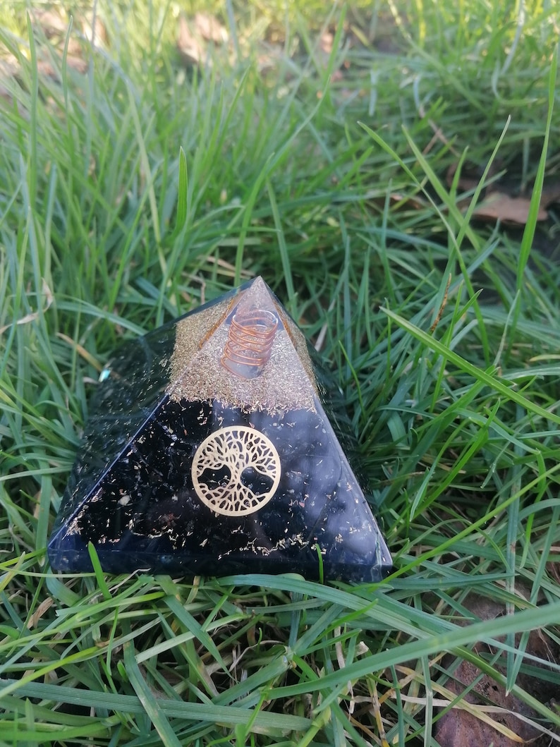 Black Tourmaline Tree of Life Orgone Pyramid | Reiki Charged Meditation ...