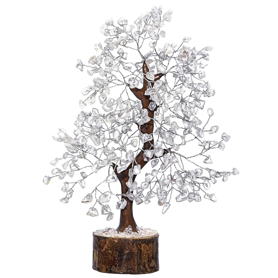 Clear Quartz Crystal Tree With 300 Gemstones - Handcrafted With Silver ...