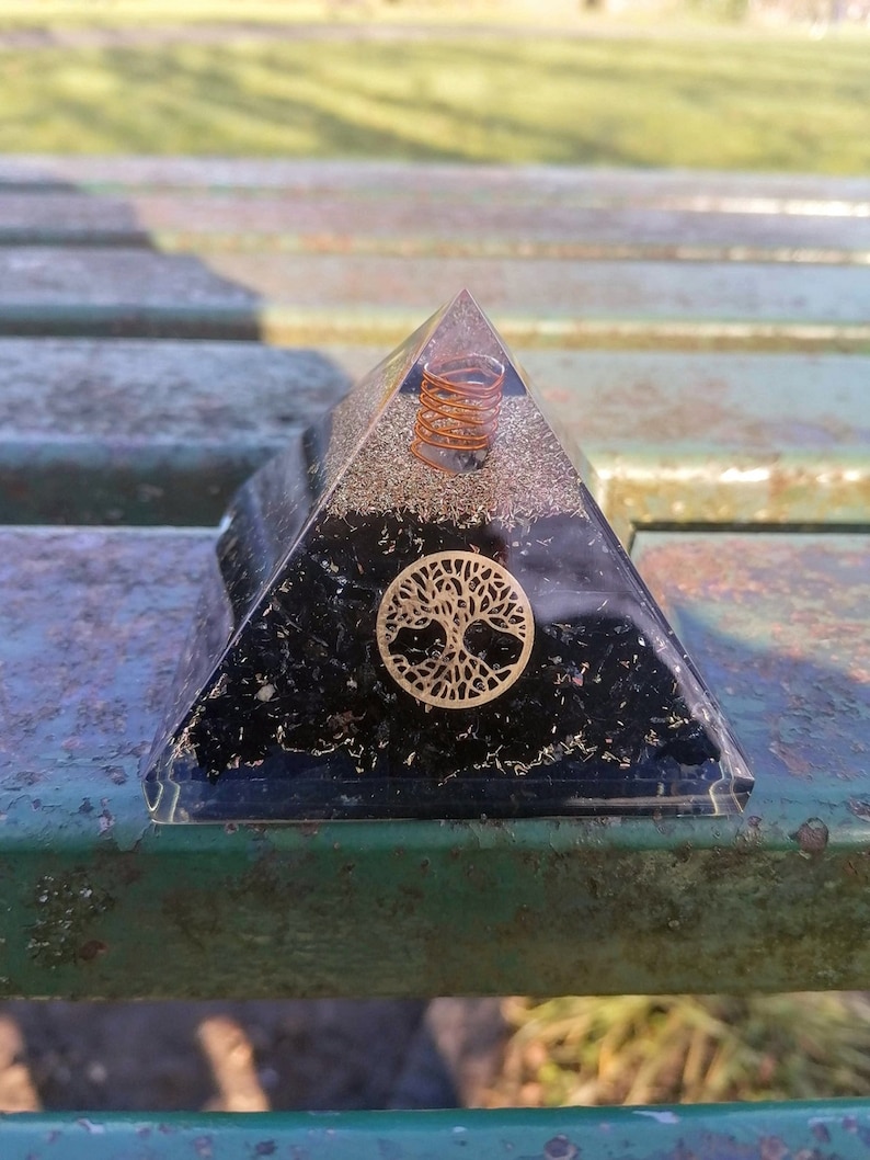 Black Tourmaline Tree of Life Orgone Pyramid | Reiki Charged Meditation ...