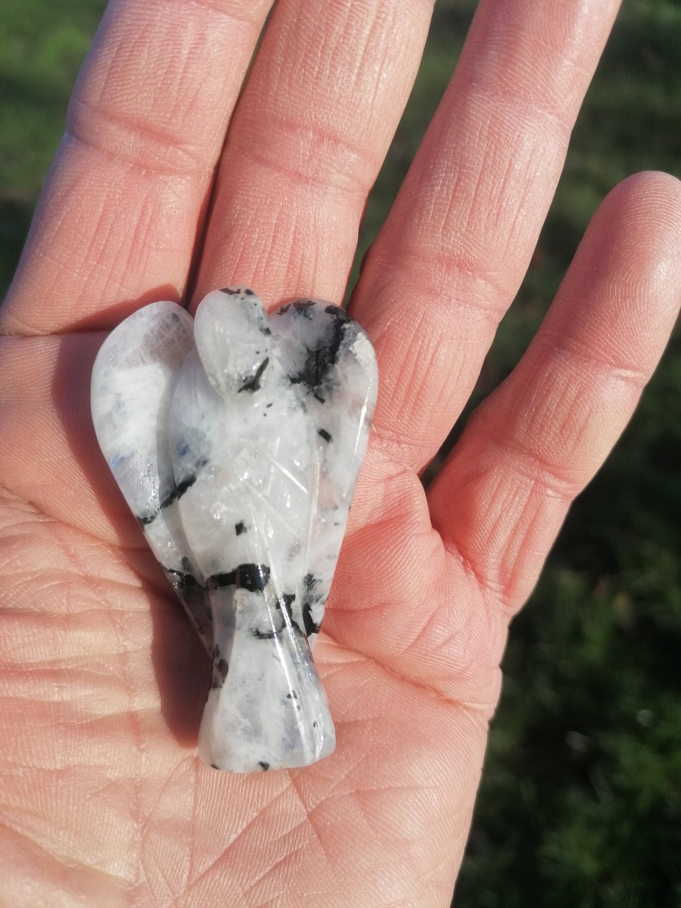 Rainbow Moonstone Guardian Angel From Natural Gemstone Statue Pocket ...